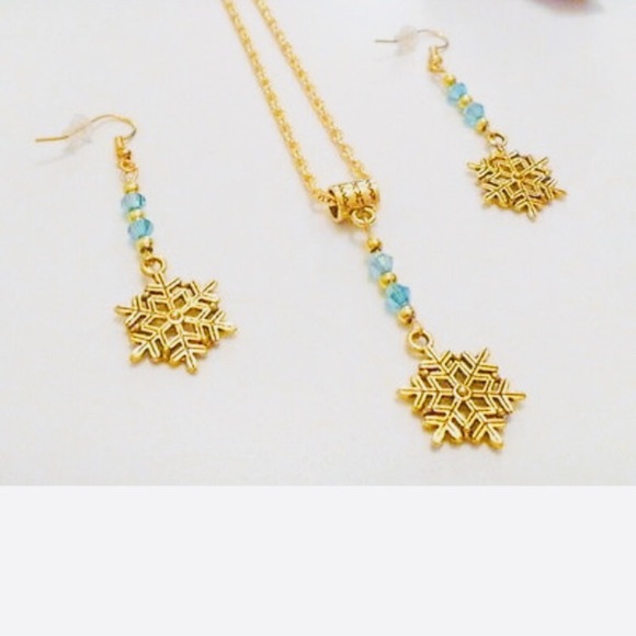 Handmade | Jewelry | Golden Snowflake Necklace And Earrings Set | Poshmark
